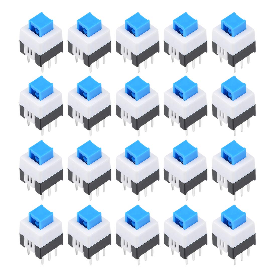 uxcell® 20 Pcs 6 Pin PCB Light Touch Latching Push Button Tact Tactile ...