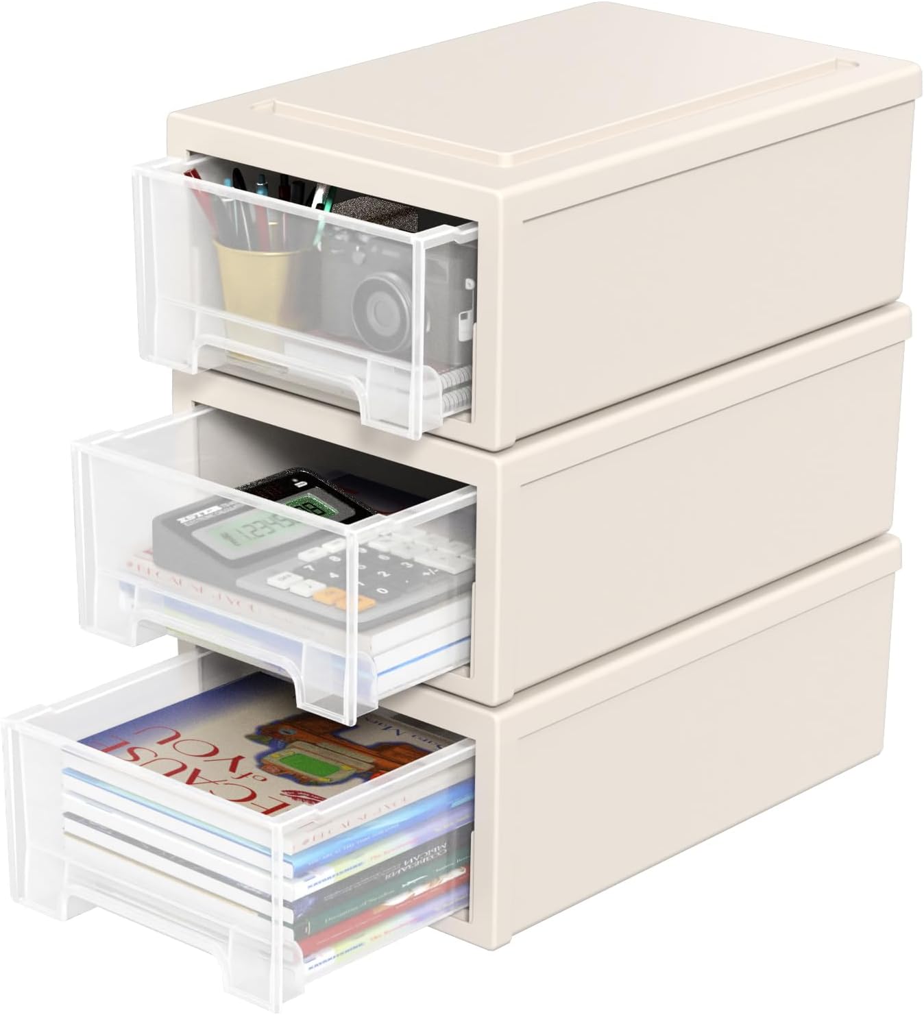 Jandson 6 Quart Stacking Chest Storage Drawer Box, Desktop Office ...