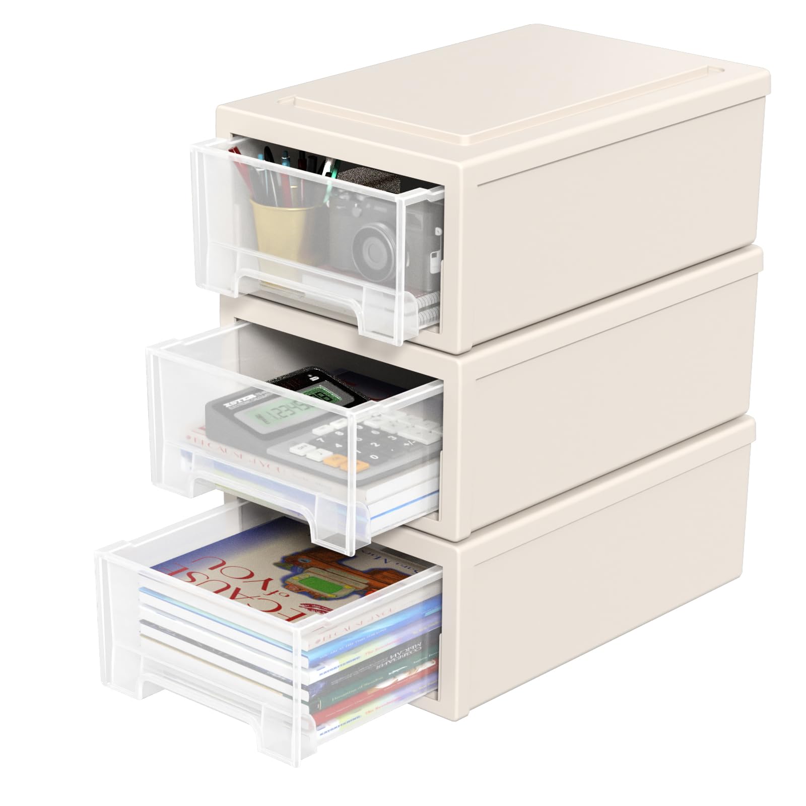 Afromy 6 Quart Stacking Chest Storage Drawer Box, Desktop Stacking ...