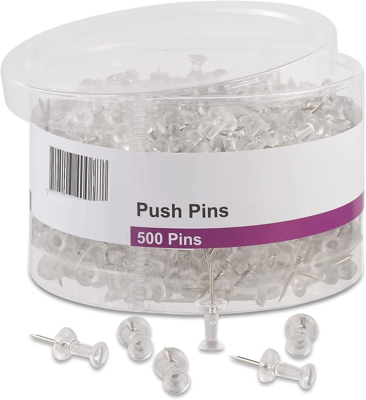 Amazon.com: 1InTheOffice Clear Push Pins, Steel Point, 500 Pieces ...