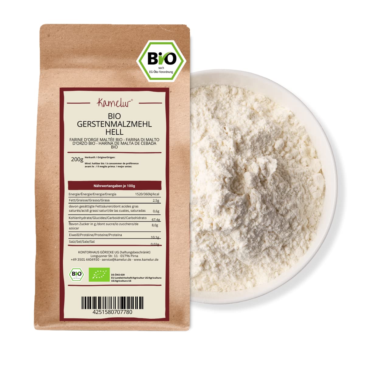 Kamelur Bio Backmalz hell aus Deutschem Anbau - 200g - Gerstenmalzmehl ...
