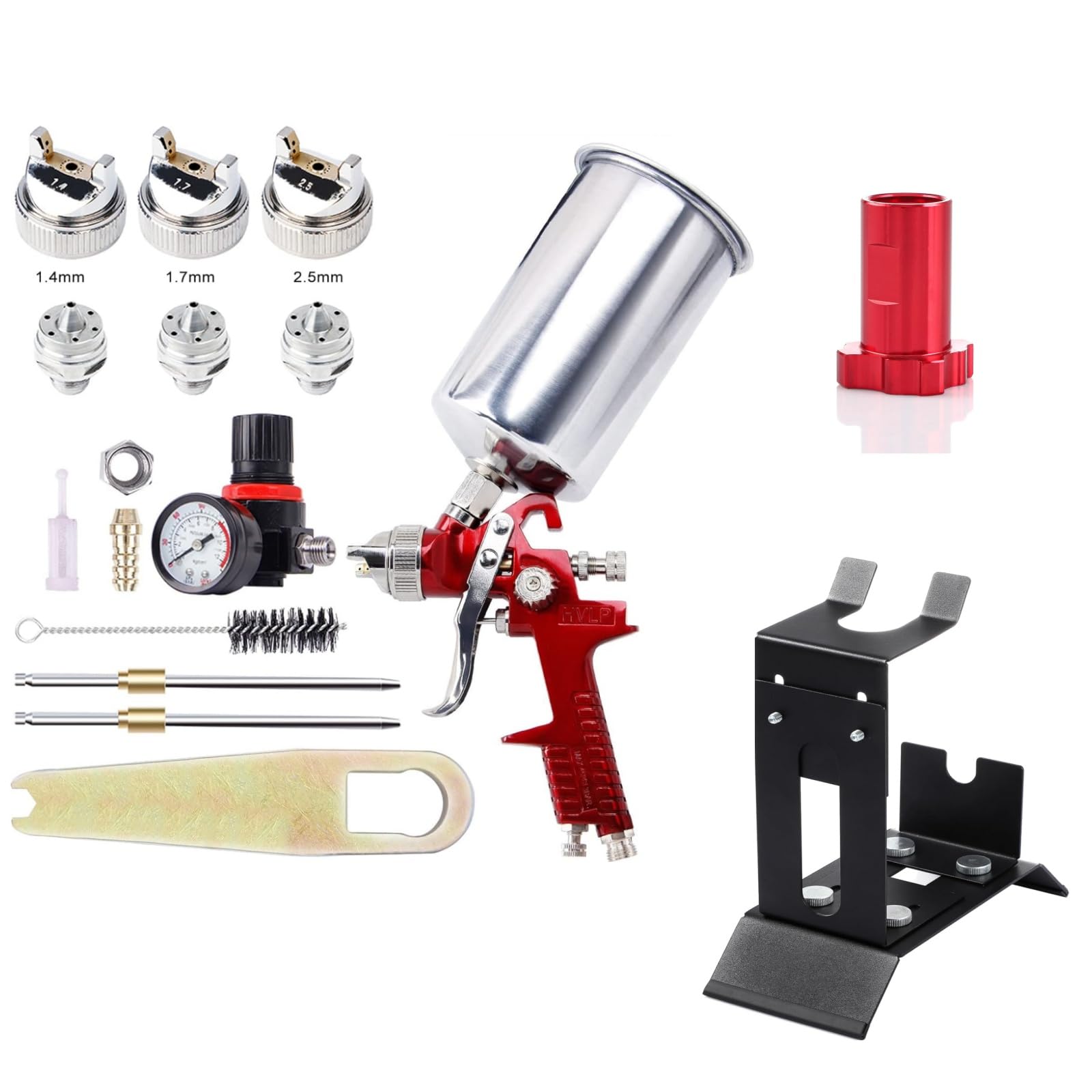 Amazon.com: HVLP Spray Gun and Spray Gun Holder Stand and Spray Gun Cup ...