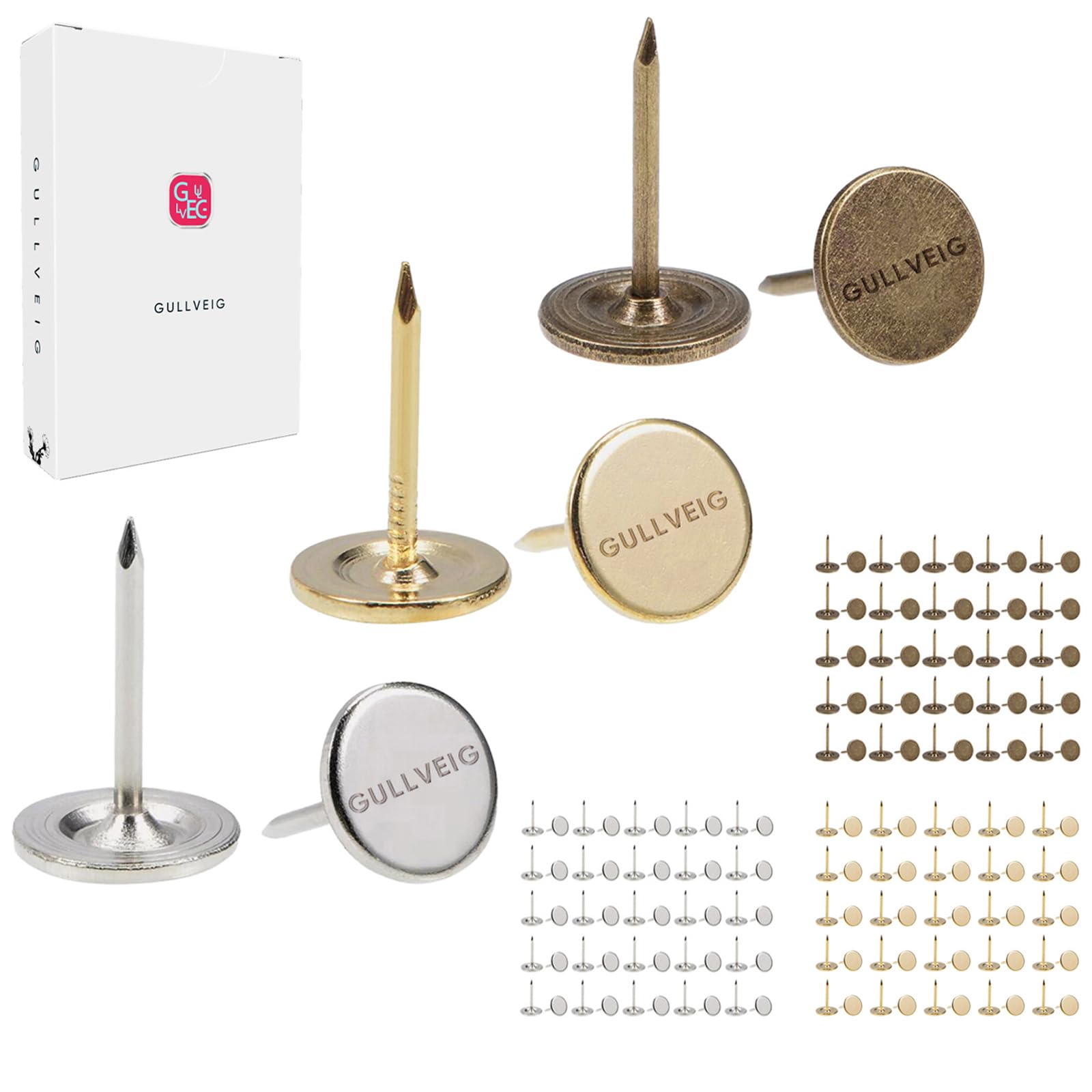 Amazon.com : Gullveig Push Pins Heavy Duty Silver Bronze and Golden ...