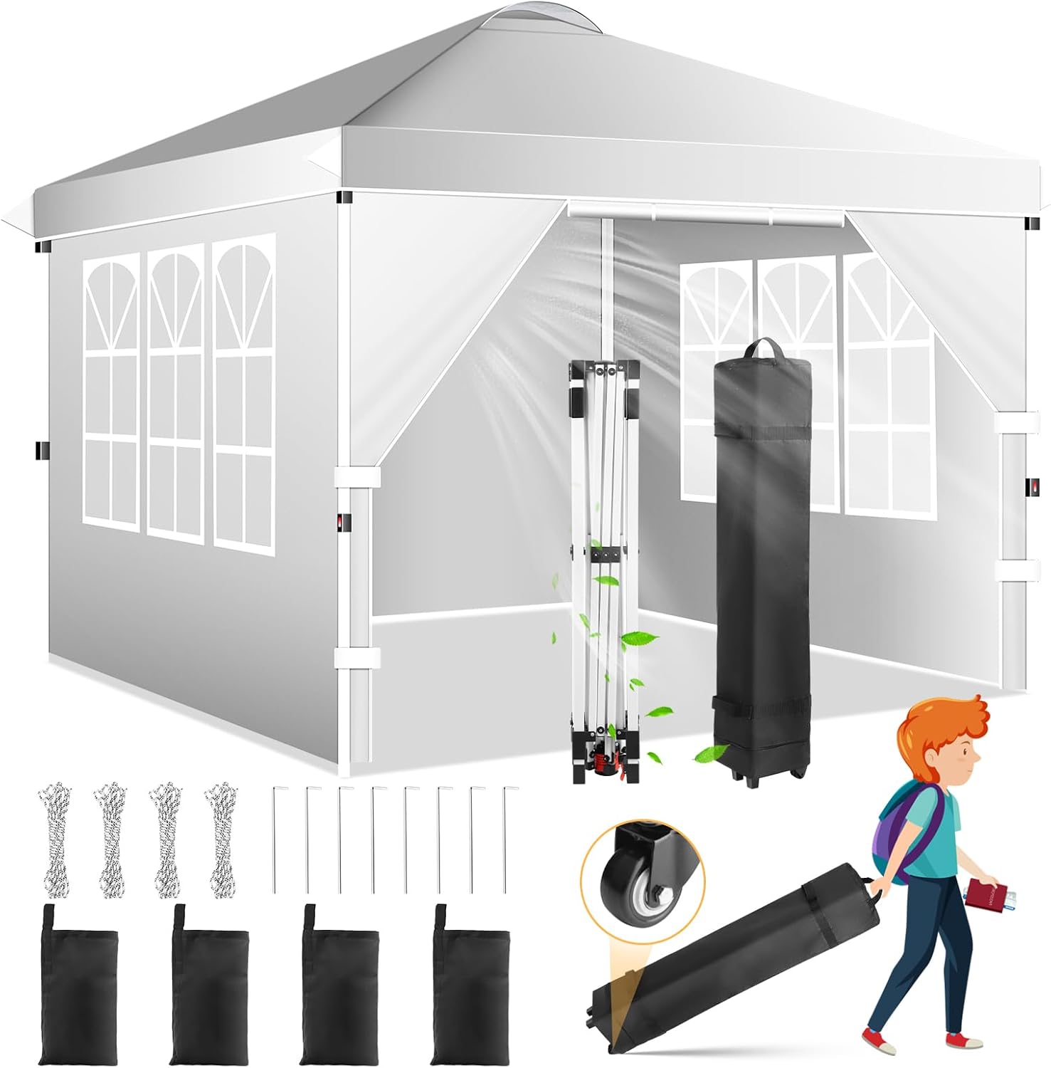 Amazon.com : Pop Up Canopy Tent 10x10 - with 4 Removable Sidewalls ...