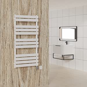 Warmehaus Prefilled Electric Thermostatic Heated Towel Rail Flat Panel ...