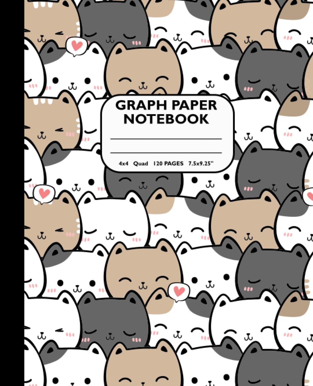 Cute Kawaii Cat Graph Paper Notebook: Grid Composition Notebook with ...