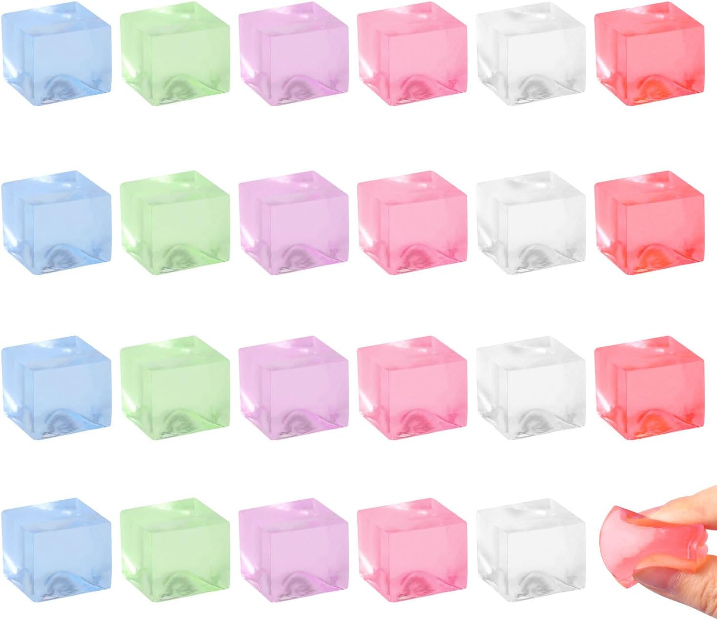JOFONY 24PCS Squeeze Cubes Ball,Mini Ice Cube Squishy Ice Sensory Toys ...