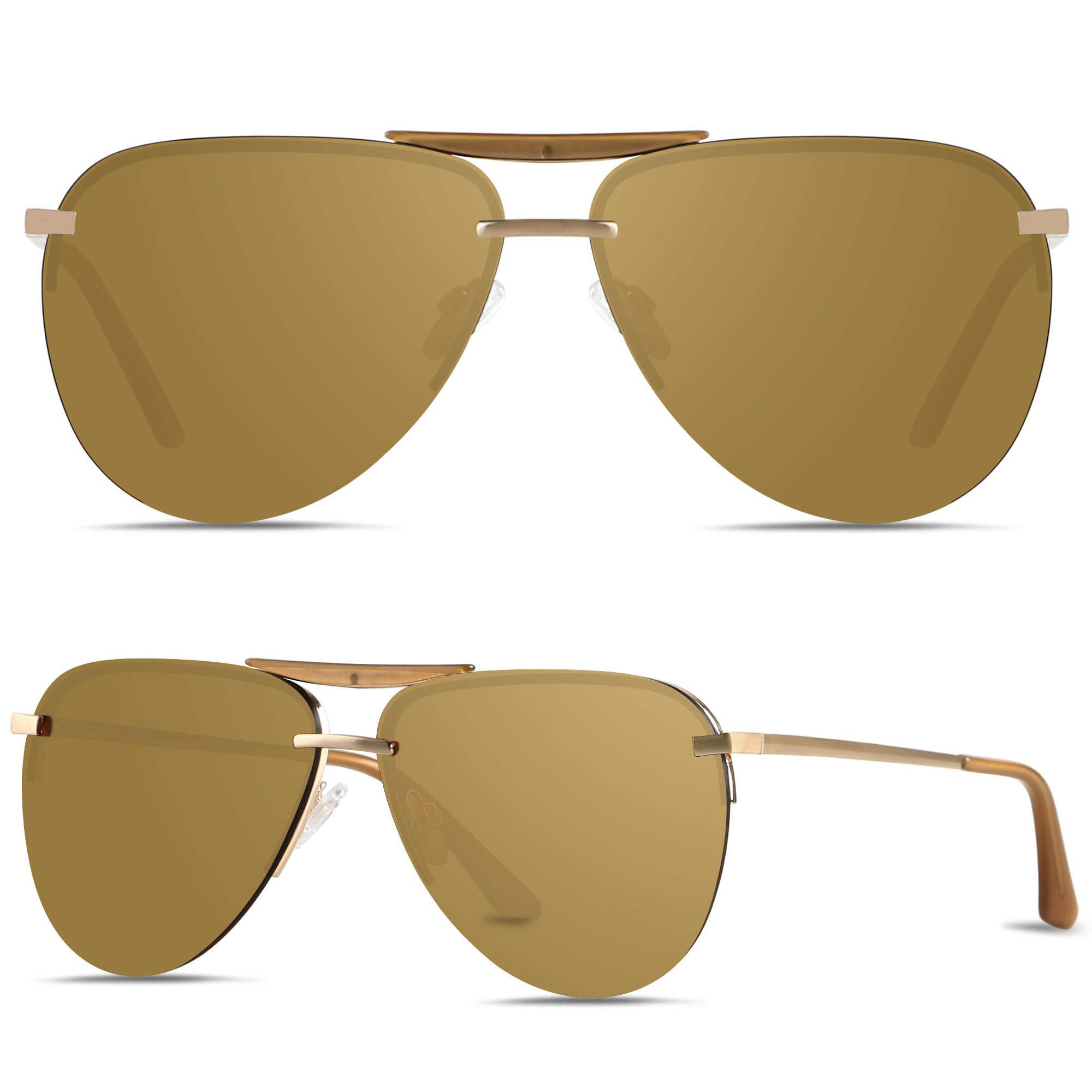 Snapklik.com : Aviator Sunglasses Womens Oversized Big Rimless Double ...