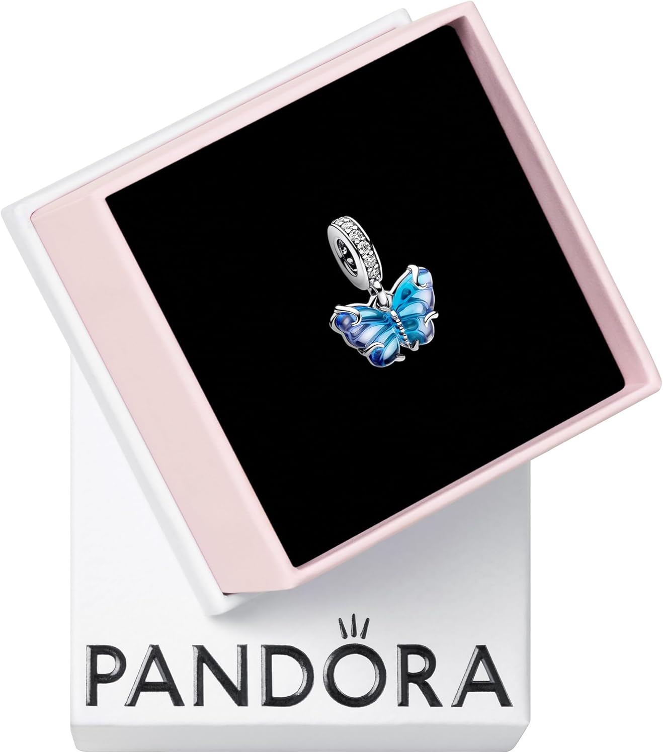 Amazon.com: PANDORA Blue Murano Glass Butterfly Dangle Charm ...