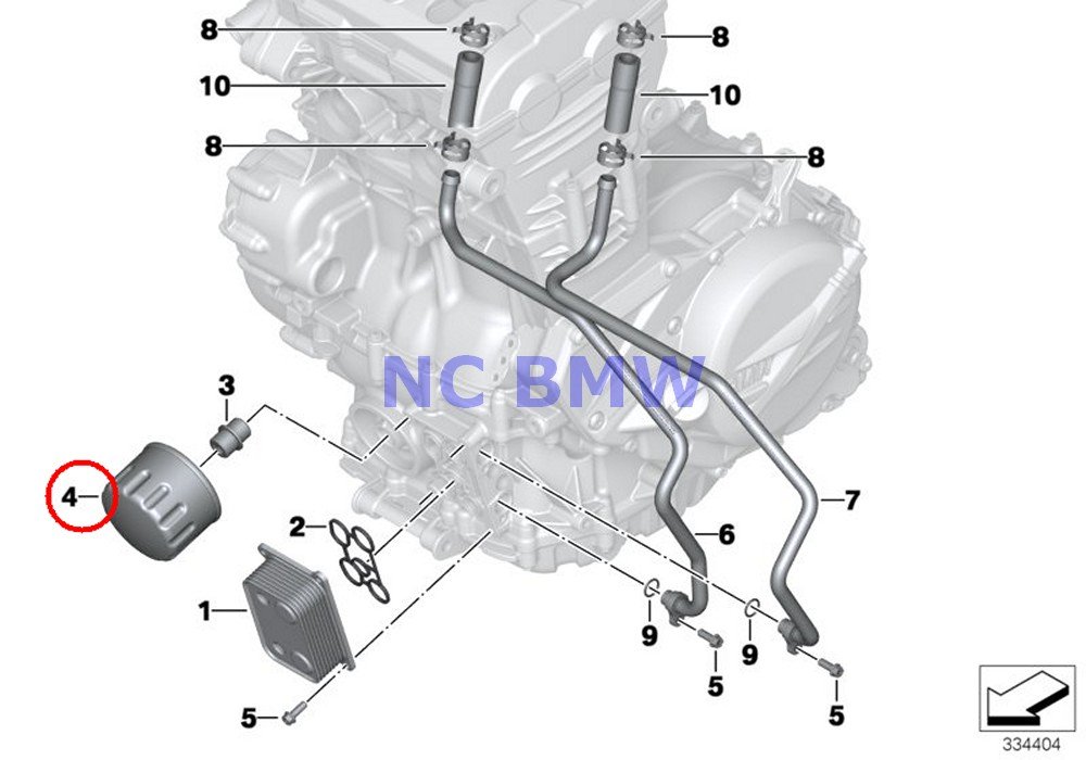 Bmw Genuine Motorcycle Heat Exchanger Leads Oil Filter Black Oil ...