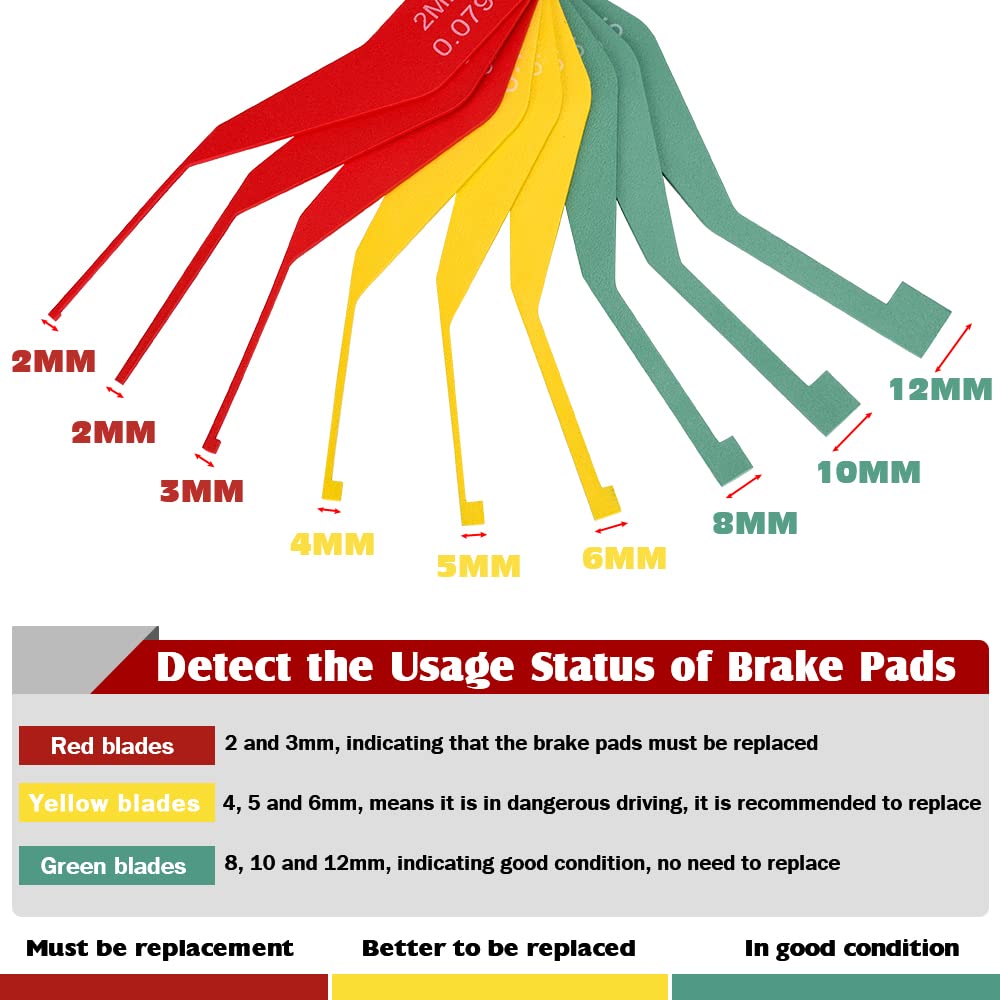 Snapklik.com : DITKOK 9-Piece Metal Brake Pad Gauge Set, Brake Gauge ...