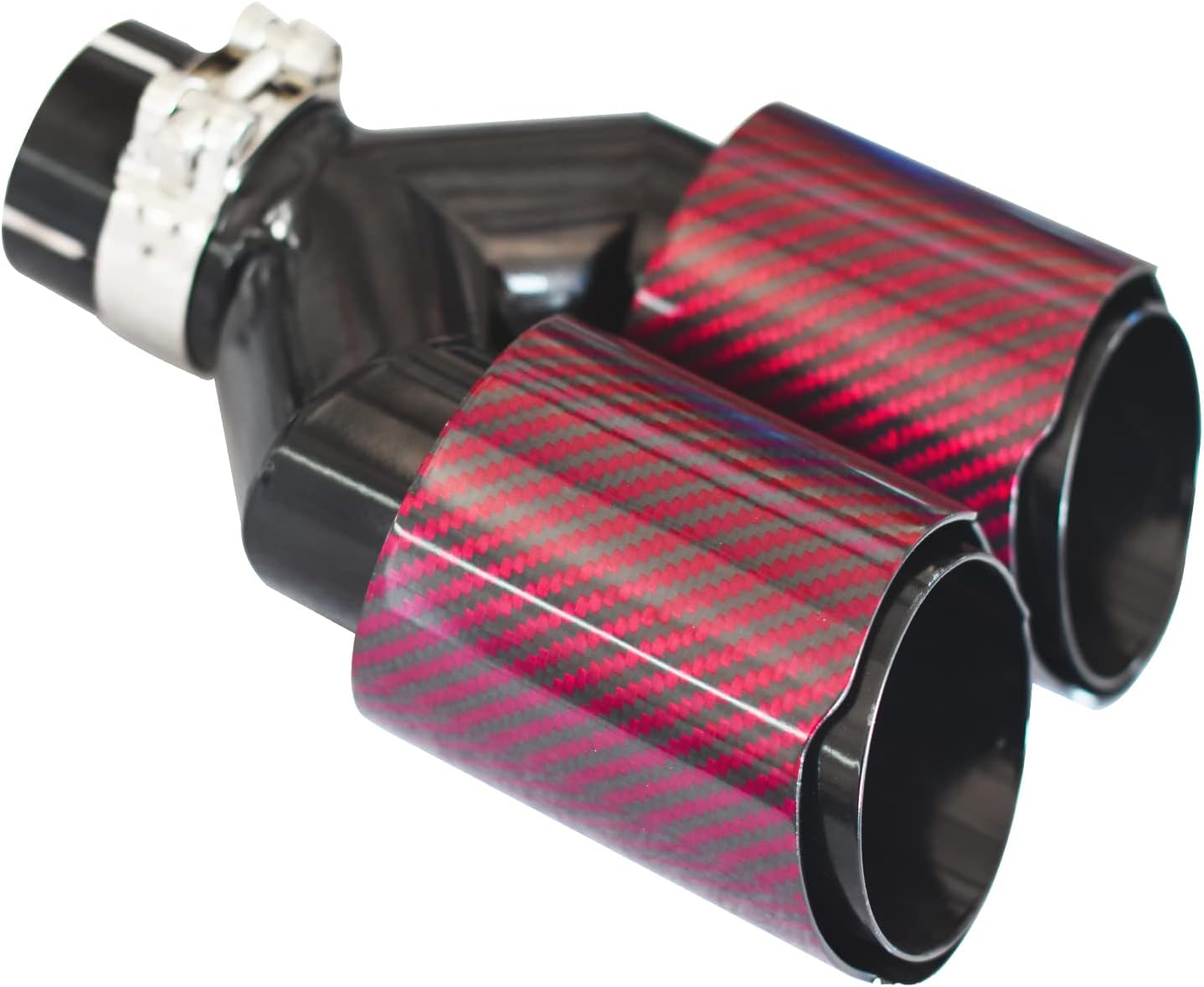 Amazon.com: GioZona Red Twill Carbon Fiber Exhaust Tip Dual Outlet Y ...