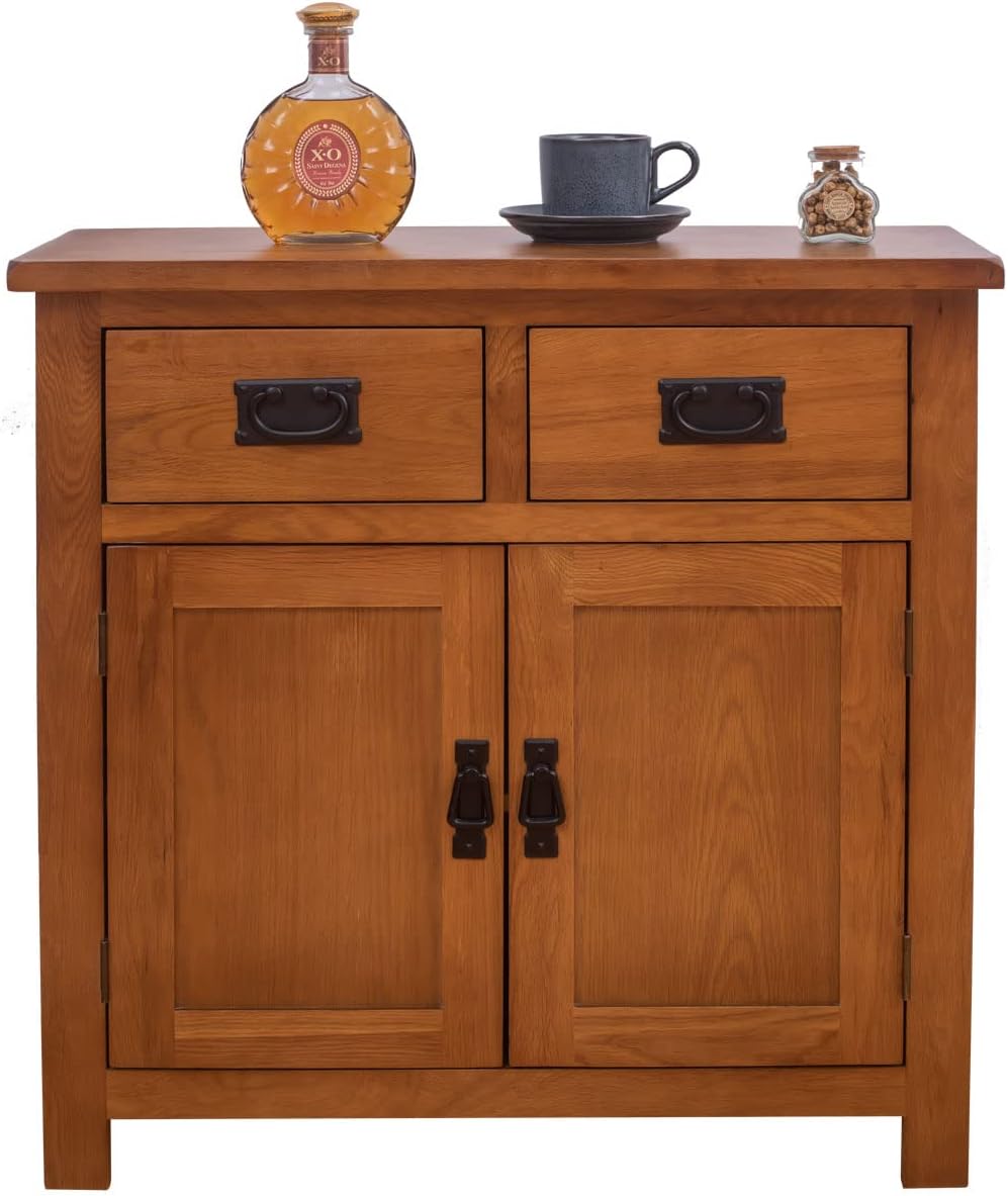 Aurotrice Oak Small Sideboard / 2 Door 2 Drawer Mini Sideboard/Living ...