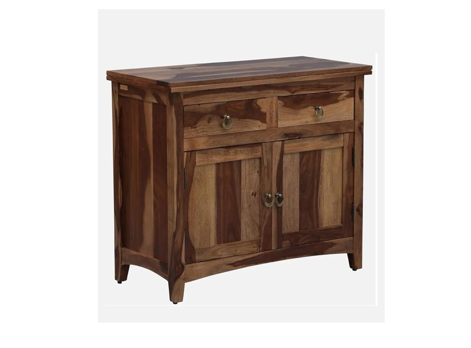 DK FURNITURE Sheesham Wood Sideboard Storage Cabinet with 2 Drawer and ...