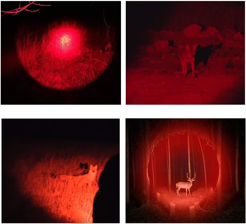 GaiGaiMall Linterna de luz roja, 3 modos de largo alcance, linterna de ...