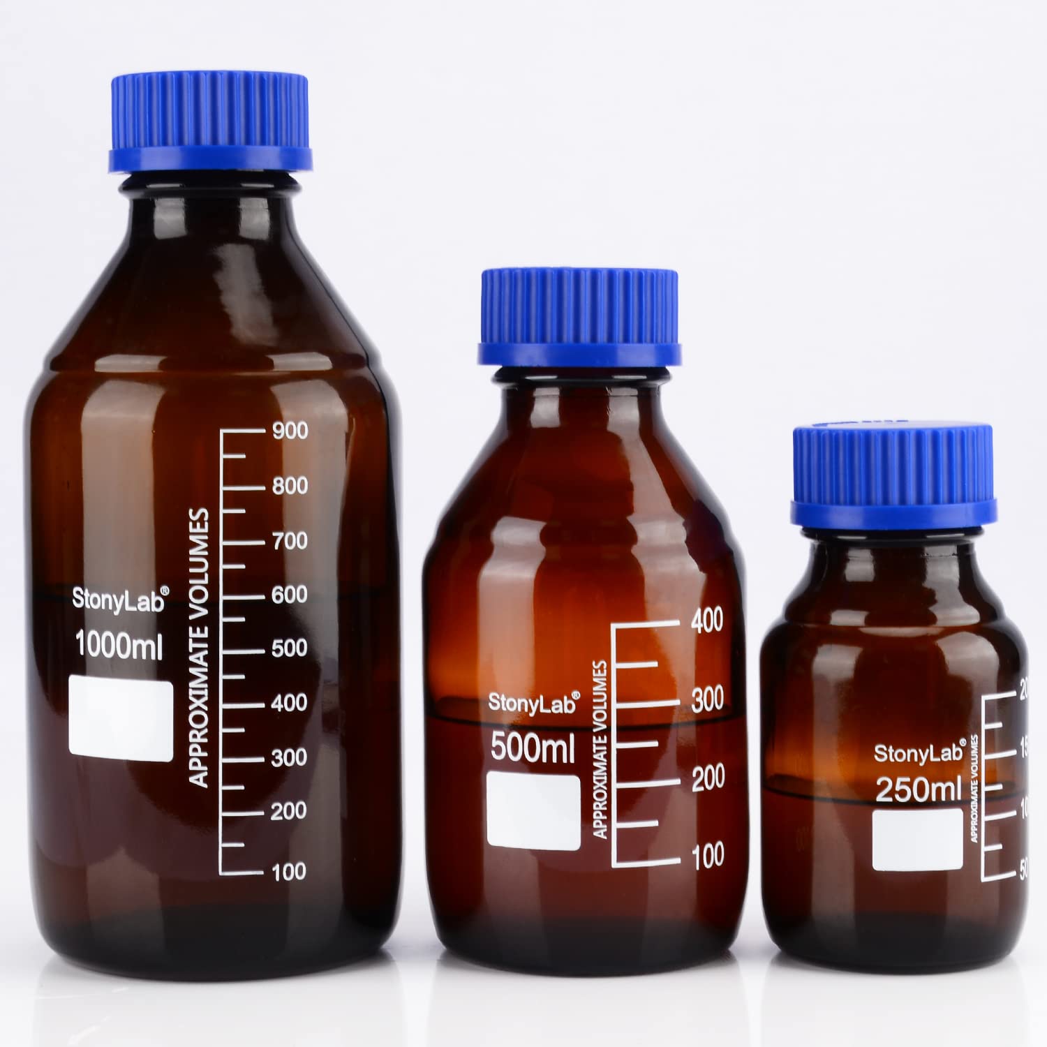 Snapklik.com : Stonylab Amber Glass Graduated Round Media Storage Bottles