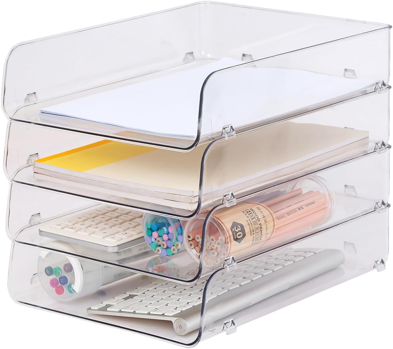 Amazon.com: CREHNIL Clear Acrylic Paper Tray Organizer Rack Stackable ...