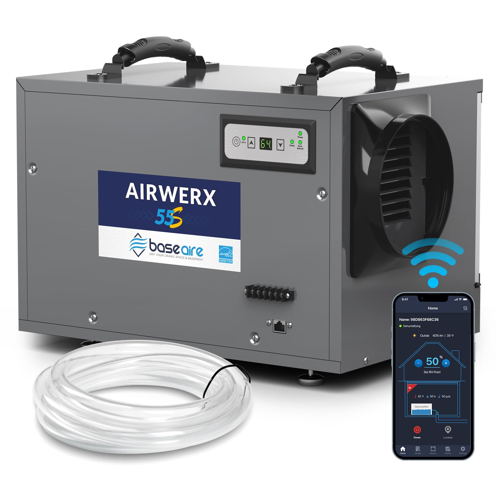 Amazon.com - BaseAire 120 Pints Dehumidifier with WiFi for Crawl Spaces ...