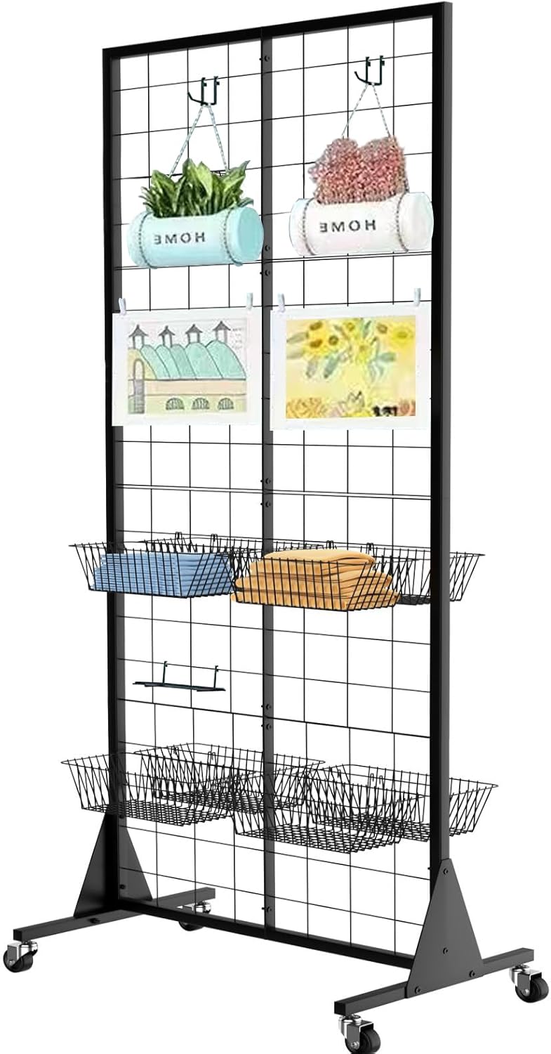 Amazon.com: DNIWTSAE Gridwall Panel Mesh Display Stand 2' x 5.5' Ft ...