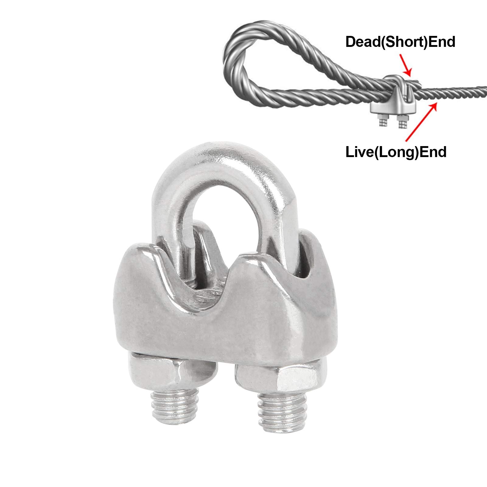 Snapklik.com : 40 PCS 1/8 Inch Cable Clamps Stainless Steel Wire Cable ...