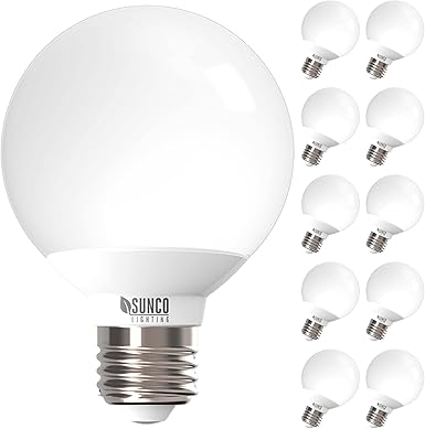 Sunco Lighting 10 Pack Vanity Globe Light Bulbs G25 LED for Bathroom ...