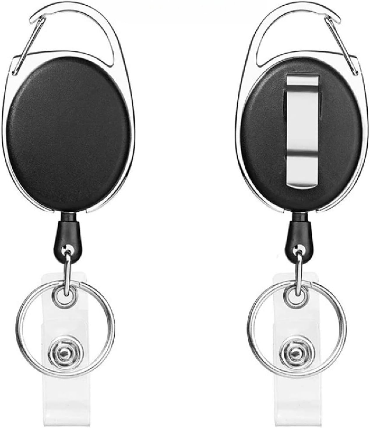 2 Packs Heave Duty Retractable Badge Reels with Carabiner Belt Clip and ...