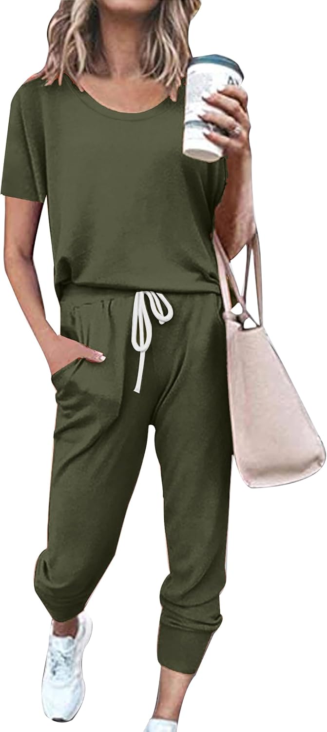 Amazon.com: LEMOSEW Women's Sweatsuit Set Casual 2 Piece Outfit Color ...