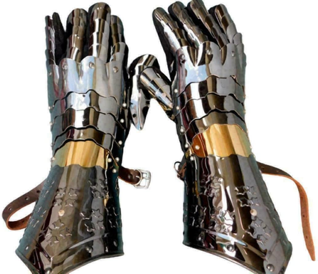 Amazon.com: Medieval Steel Gauntlets Gloves Knight Crusader Armor ...