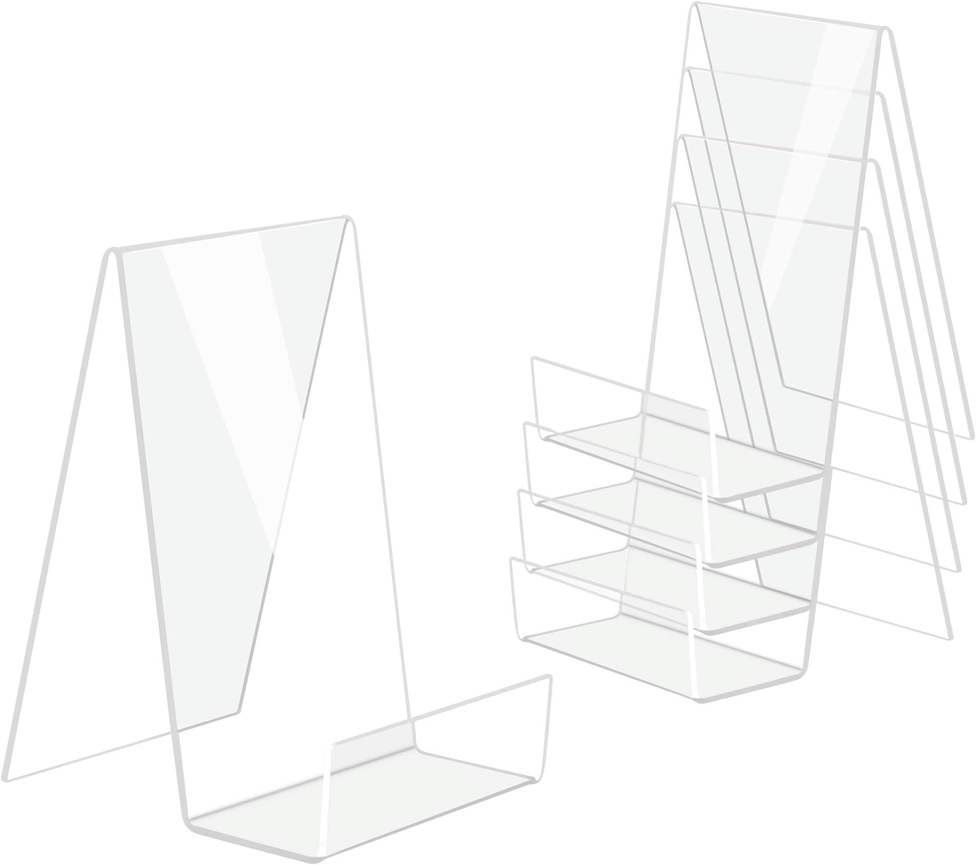 DesignSter 5-Pcs Acrylic Book Stand & Shelf, Transparent Clear Holder ...