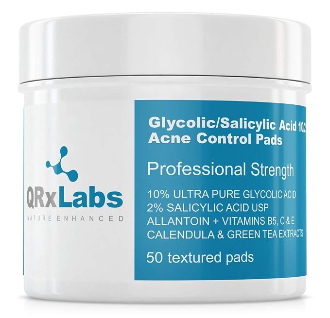 Amazon.com: QRxLabs Glycolic/Salicylic Acid 10/2 Acne Control Pads with ...