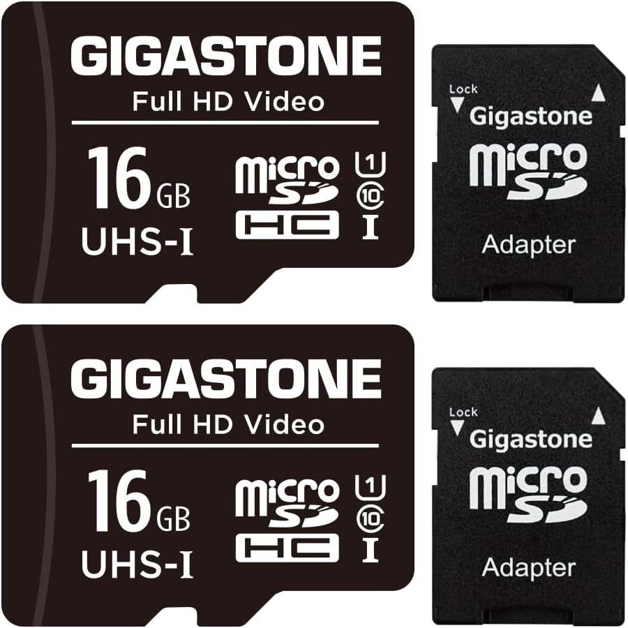 Gigastone Micro SD Card 16GB 2-Pack MicroSD HC U1 C10 with Mini Case and SD Adapter High Speed ...