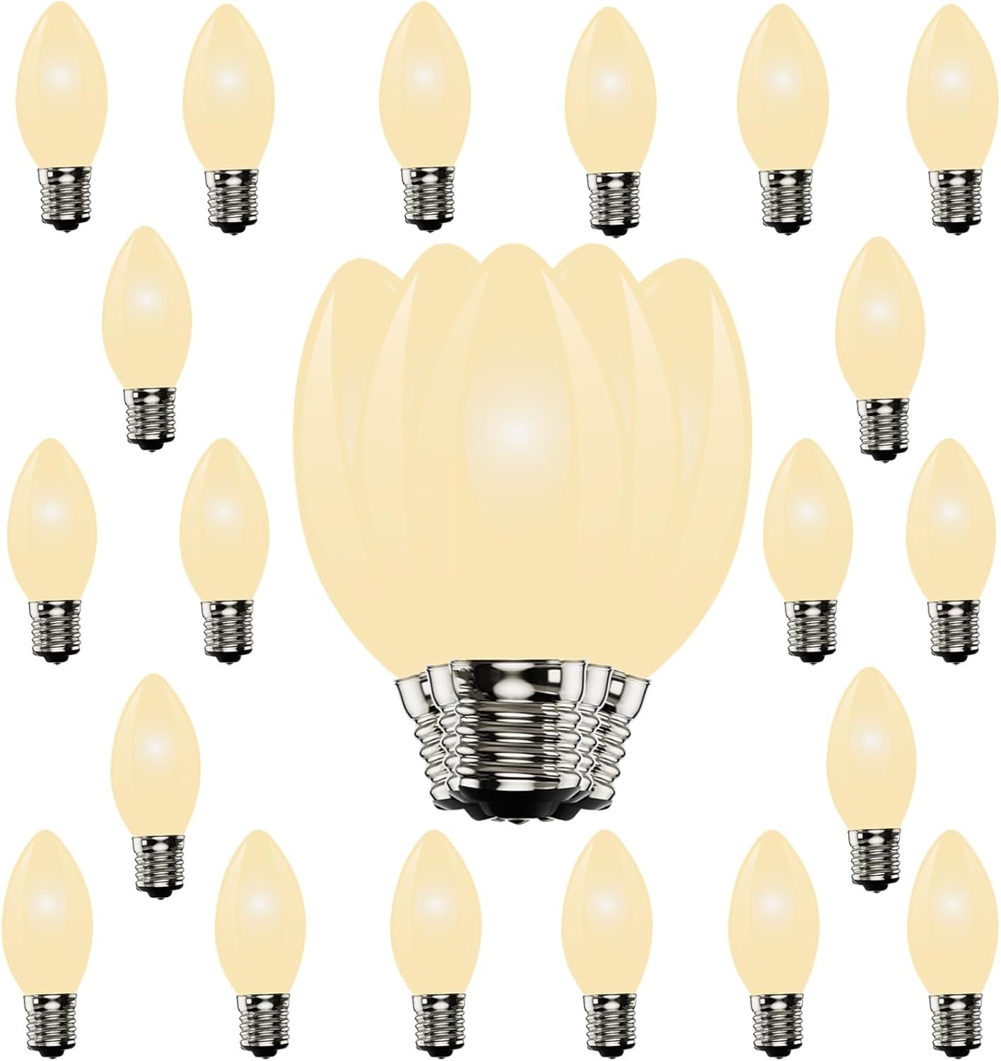 Egcol 25 Pack C9 LED White Replacement Bulbs, E17 LED Bulb for Outdoor ...