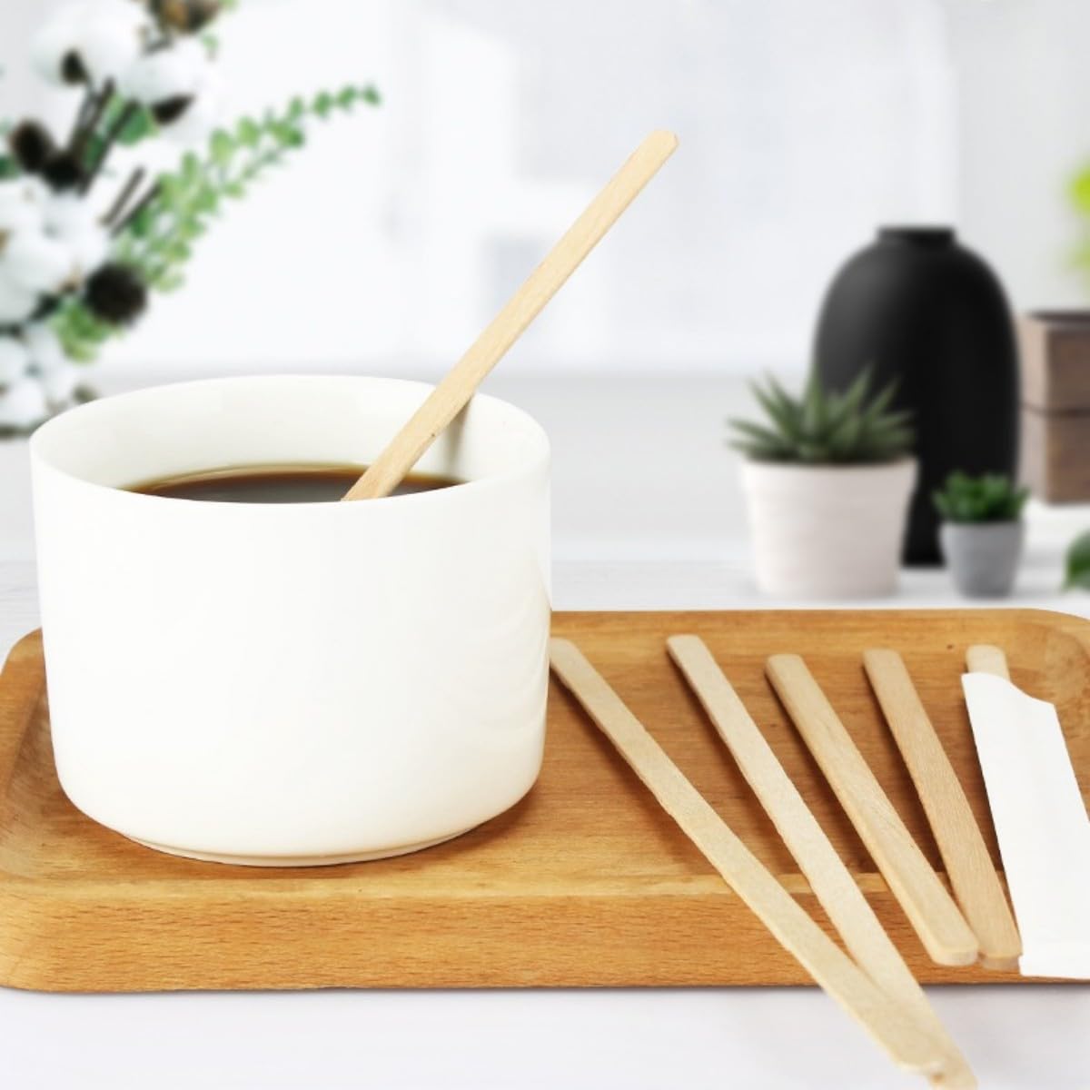 Snapklik.com : Paper Wrapped Wooden Coffee Stirrers200 Disposable ...