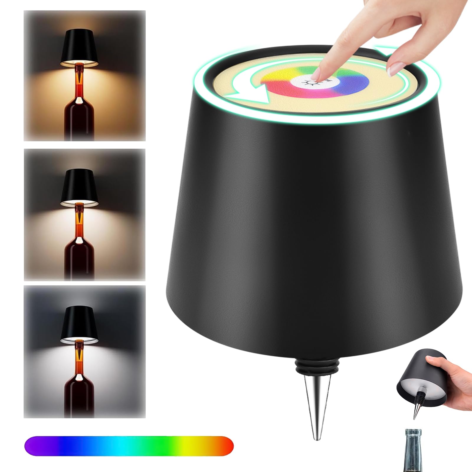 Wireless Bottle Lamp, Pridola Wireless Bottle Lamps, 16 Colors RGB ...