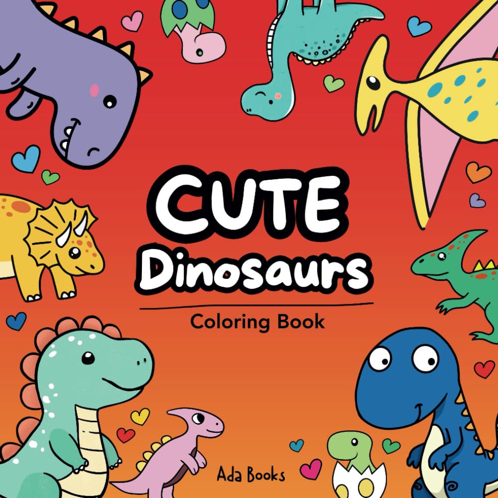 Amazon.com: Cute Dinosaurs Coloring Book: Bold and Easy for Kids Aged 4 ...