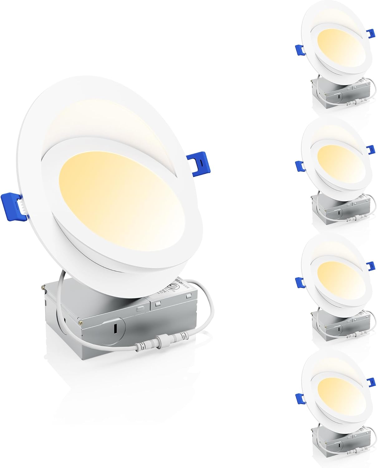 Ensenior 4 Pack 6 inch LED Eyeball Recessed Lighting, 360°+90 ...