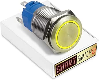 SmartSwitch™ Chrome Metal Latching Angel Eye Halo Push Switch – 22mm ...