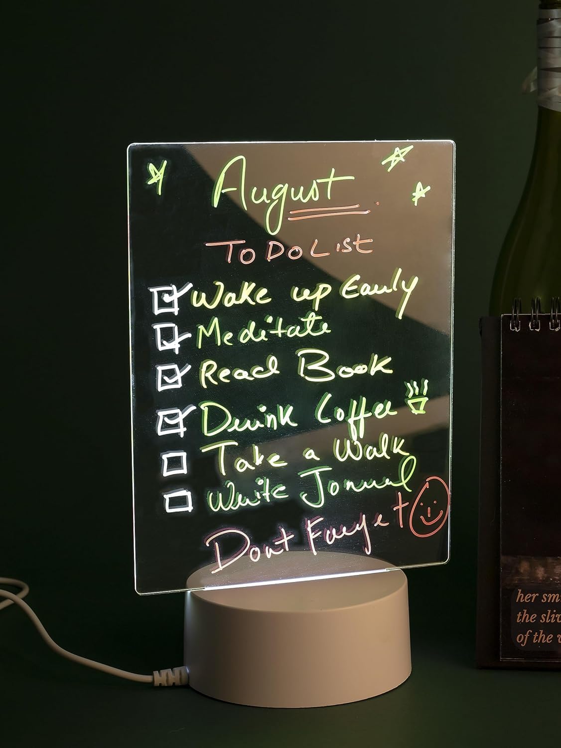 Kreasy 3D Acrylic Writing Board, Dry Erase Board with Light, LED ...