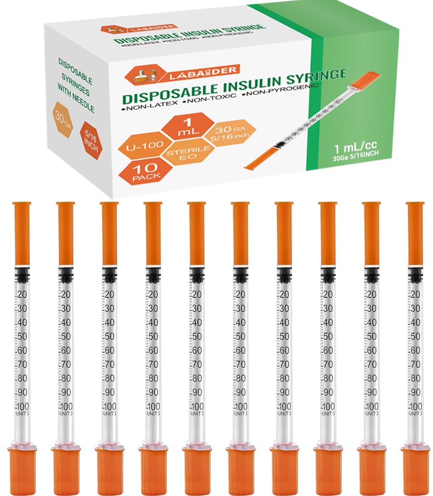Amazon.com: Disposable Insulin Syringe 1ml Syringes with 30Ga 5/16in ...