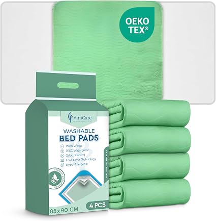 4 x Washable Incontinence Bed Pads | 85 x 90 cm | Incontinence Bed ...