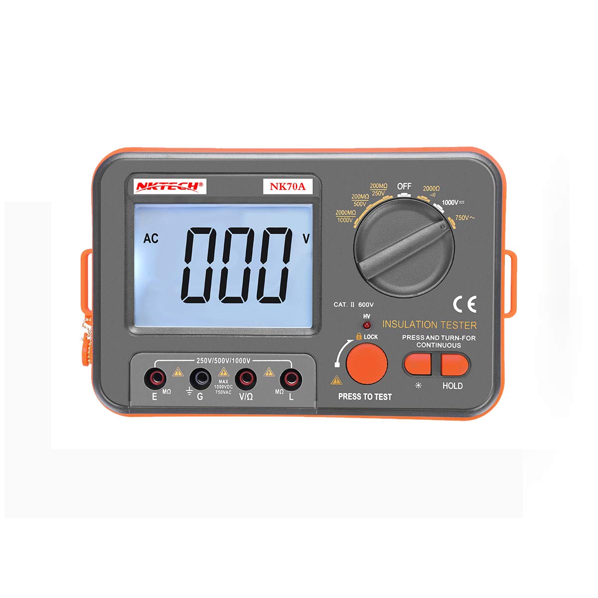 NKTECH Megohmmeter NK70A Digital Multimeter Tester, DC 250V/500V/1000V ...