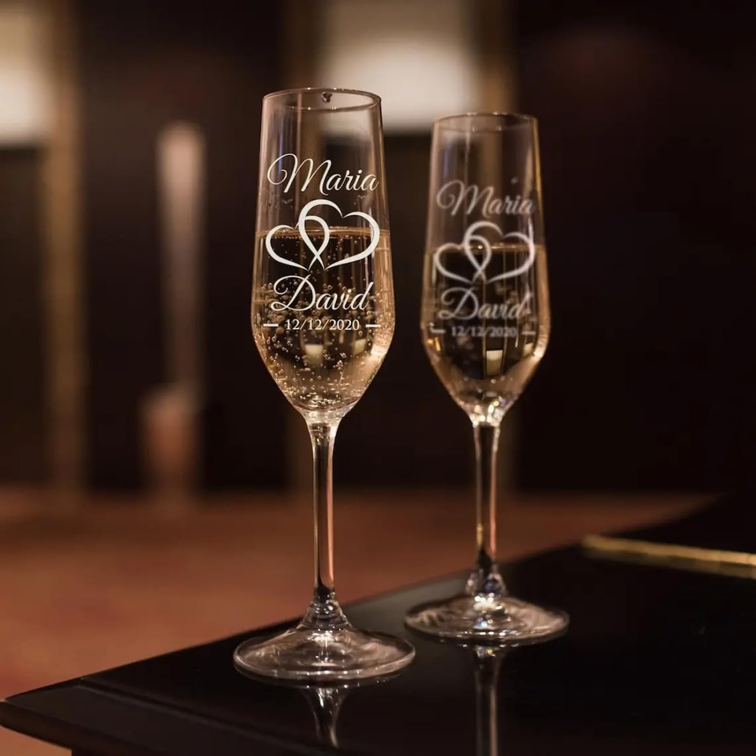 Gufacai Personalized Wedding Champagne Flutes, Set of 2, Custom ...