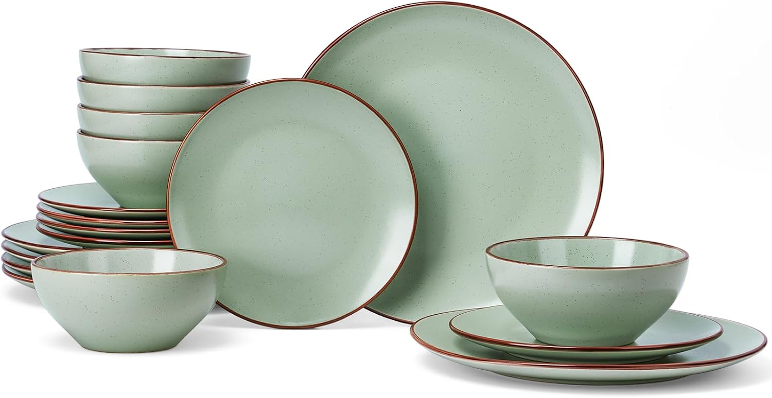 Amazon.com | Famiware Venus Ceramic Plates and Bowls Sets, Speckled ...