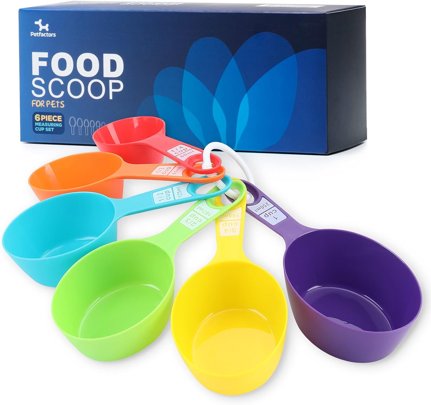 Petfactors Set of Five Pet Food Scoop,Plastic Measuring Cups, Measuring ...