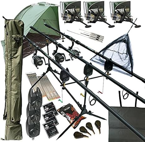 Deluxe Full Carp fishing Set Up With Rods, Reels, Alarms, 42" Net ...