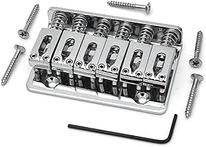 Amazon.com - Fixed Hardtail Guitar Bridge Top Load Bridge for 6 String ...