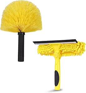 Amazon.com: Window Squeegeewith Microfiber Scrubber and Cobweb Duster ...