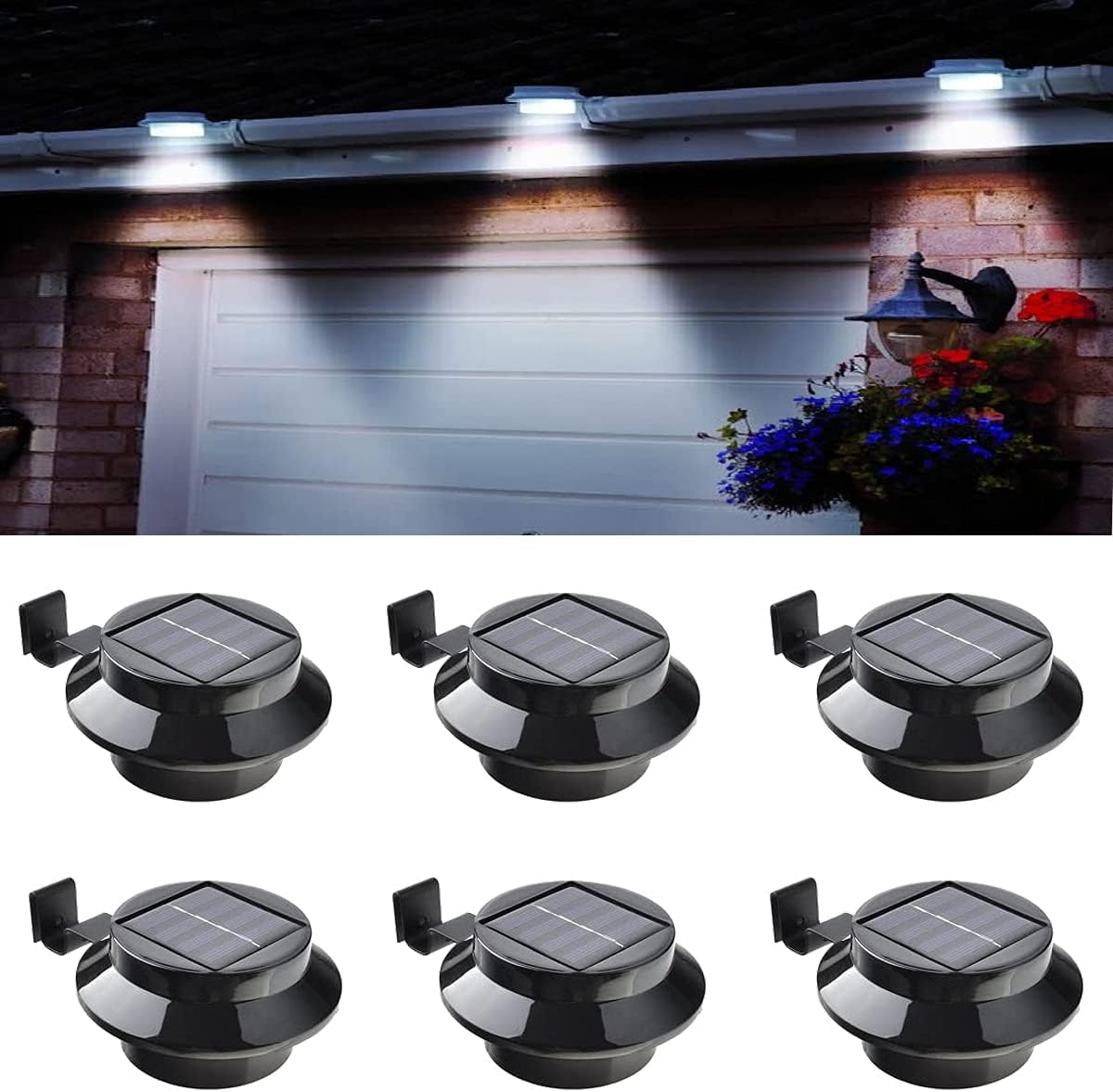Thsinde 6-Pack Solar Gutter Led Lights, Outdoor Solar Fence Lights Deck ...