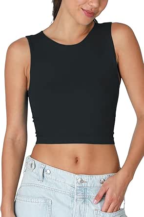NIKIBIKI Women Seamless Clean Line Crew Neck Crop Top, Made in U.S.A ...