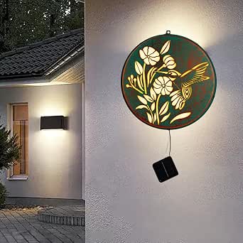 sunnylight Hummingbird Solar Wall Lights Outdoor, Solar Wall Sconce ...
